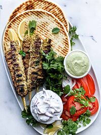Chicken Sheikh Kebabs Served with Fresh Naan Menu